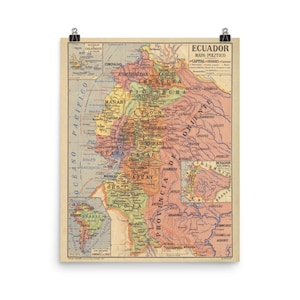 Ecuador Map (1913) Old Republic of the Equator Atlas Poster - Etsy