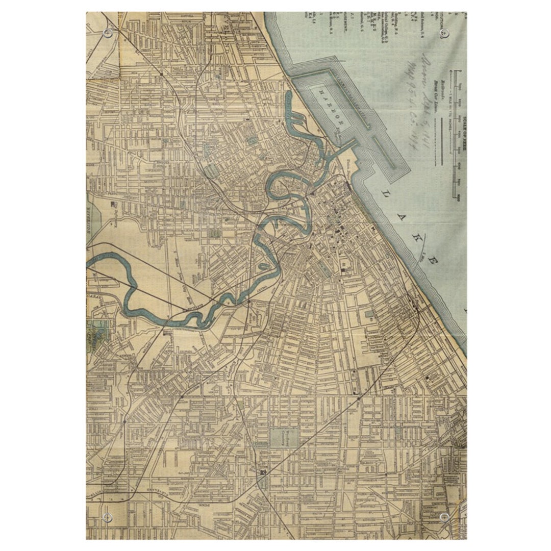 Vintage Cleveland Map Tapestry (1894) City and Street Atlas - Etsy