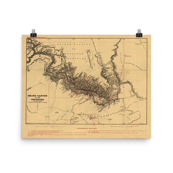 Grand Canyon Topography Map 1904 Old National Park Atlas | Etsy