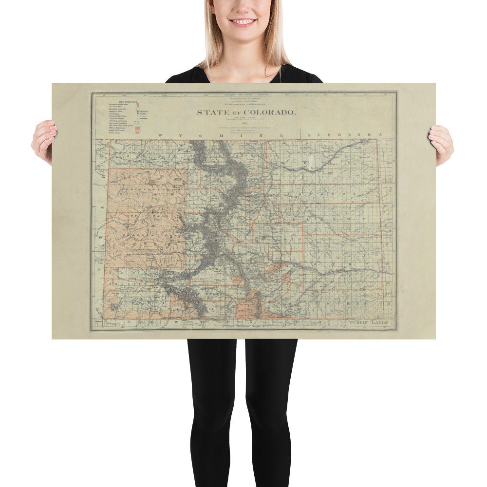 Old Colorado Map 1881 Vintage the Centennial State Atlas | Etsy