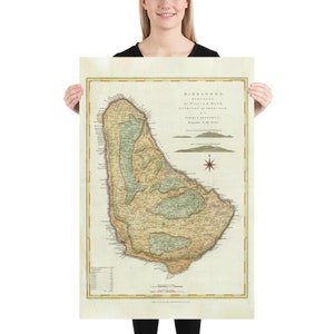 Old Barbados Map (1794) Vintage Bajan Island Atlas Poster - Etsy