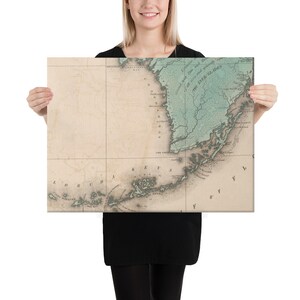 Florida Keys Map (1883) Vintage Nautical Atlas Canvas - Etsy