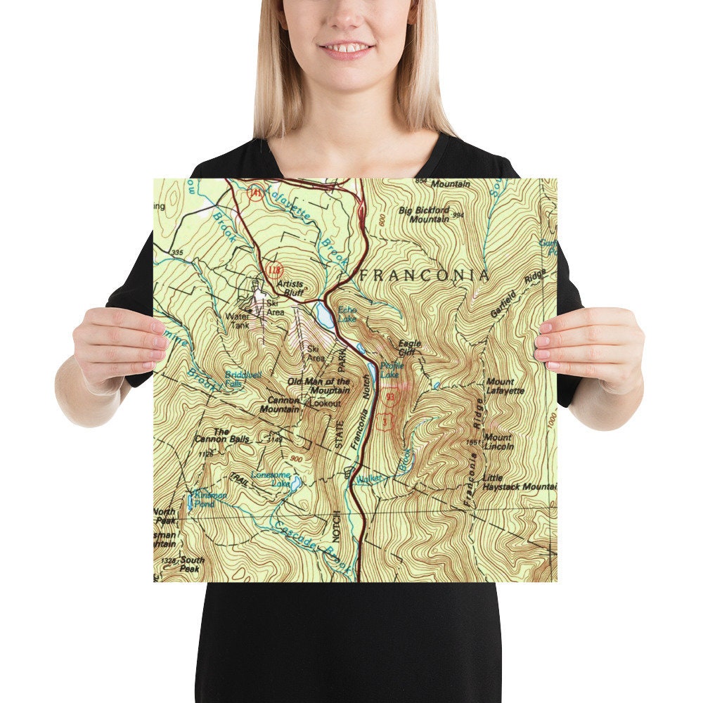 Franconia Notch NH Map (1988) White Mountains of New Hampshire Atlas ...