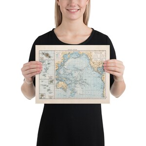 Old Pacific Ocean Map (1900) Vintage Oceanic Geography Atlas Poster - Etsy