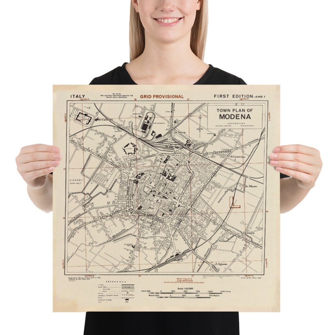 Old Modena Italy Map (1943) Vintage Modna Italia City Atlas Poster - Etsy