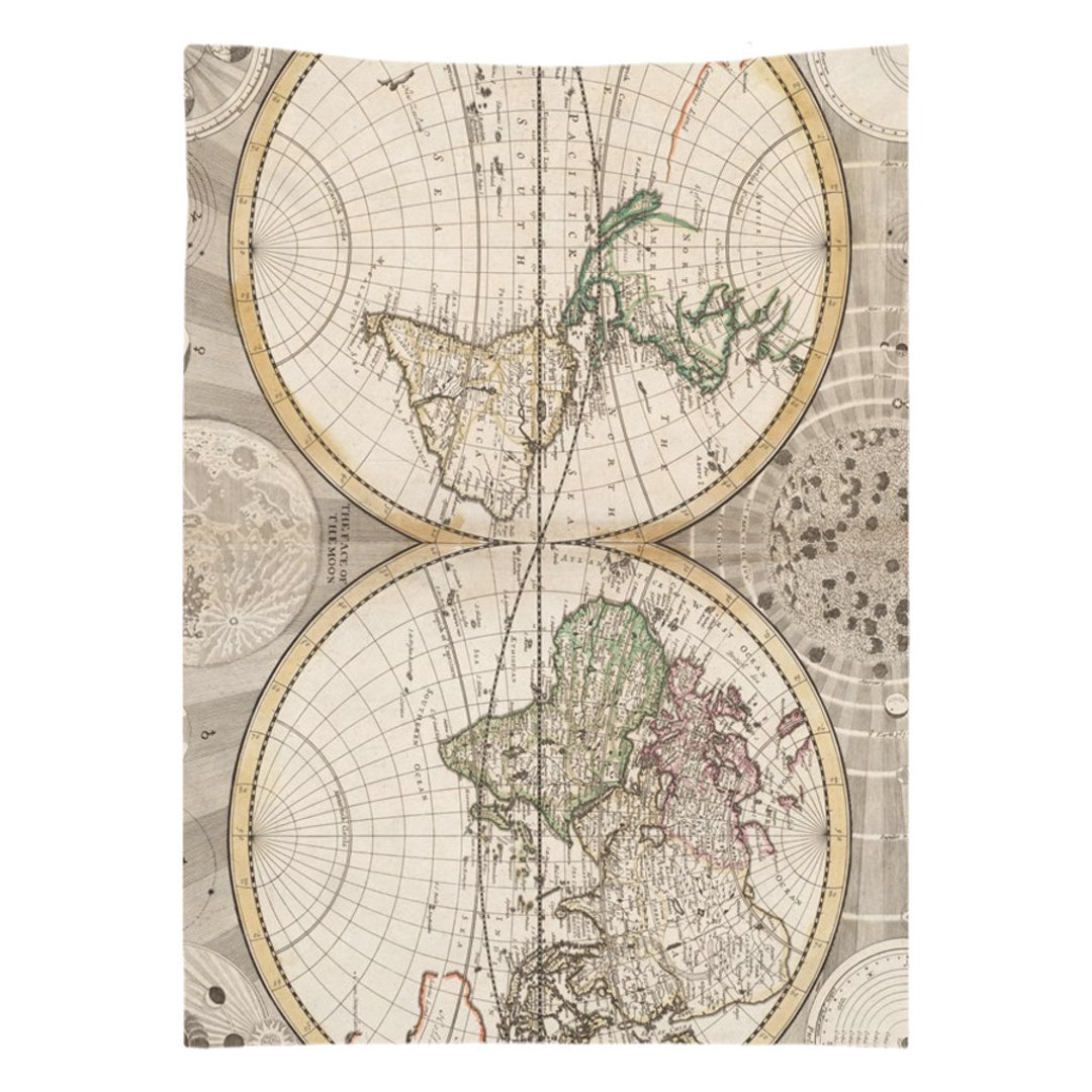Old World Map Tapestry (1684) - Etsy