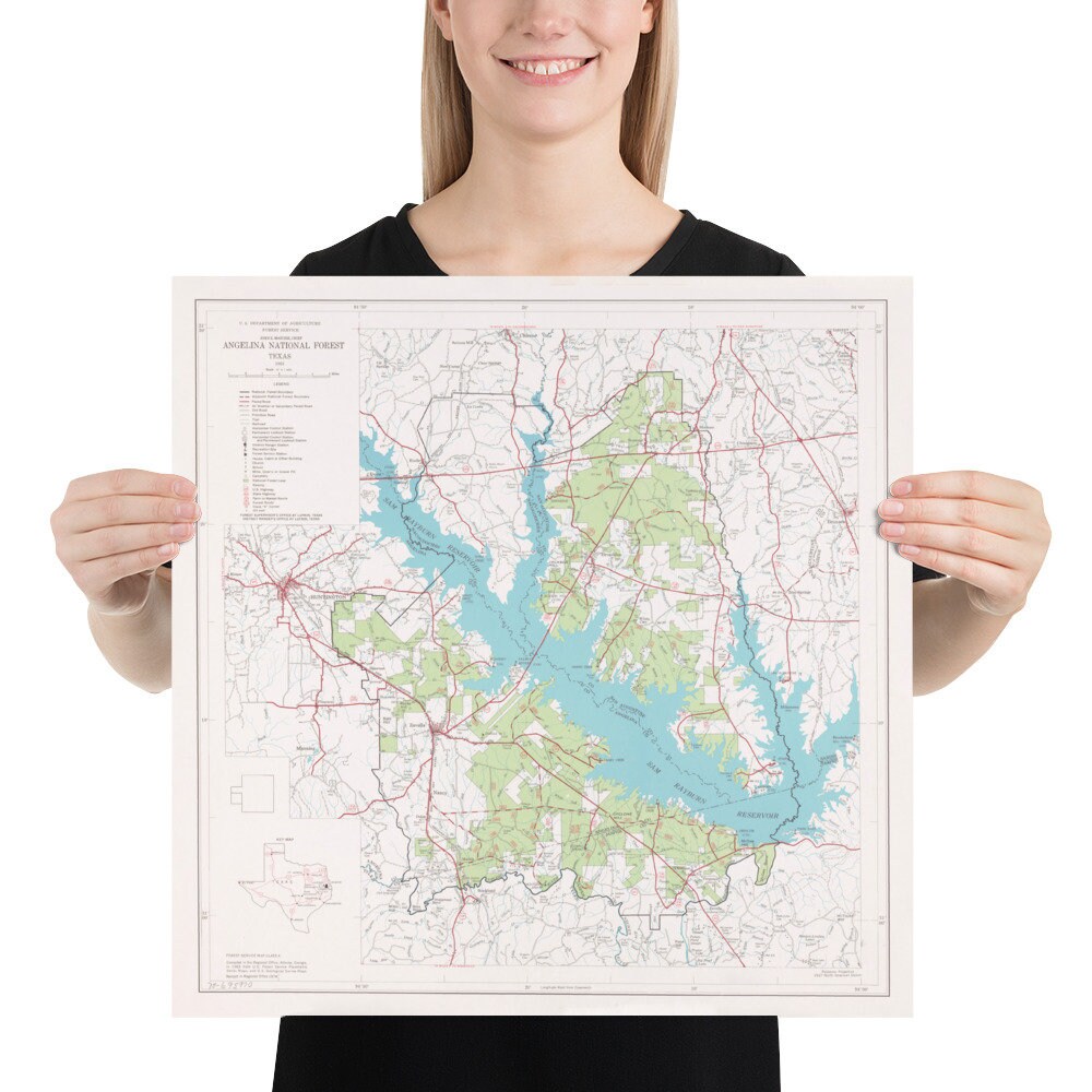 Angelina National Forest Map 1974 Vintage Texas Woodland - Etsy