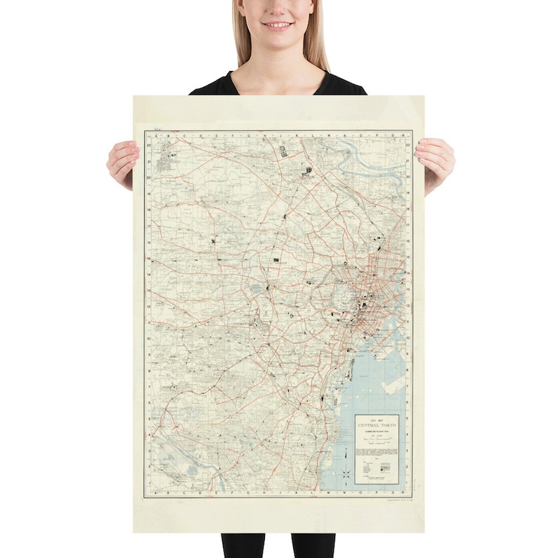 Old Tokyo Japan Map 1954 Vintage Japanese Capital City & - Etsy