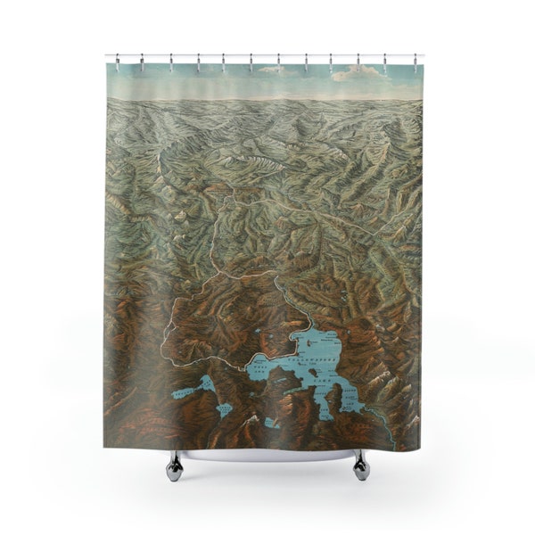 Shower Curtain Topo Map - Etsy
