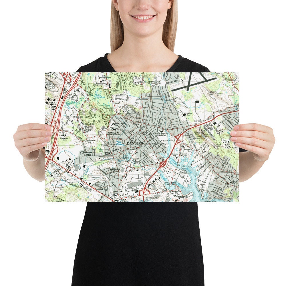 Danvers MA Map 1985 Salem Village Massachusetts Atlas Poster - Etsy
