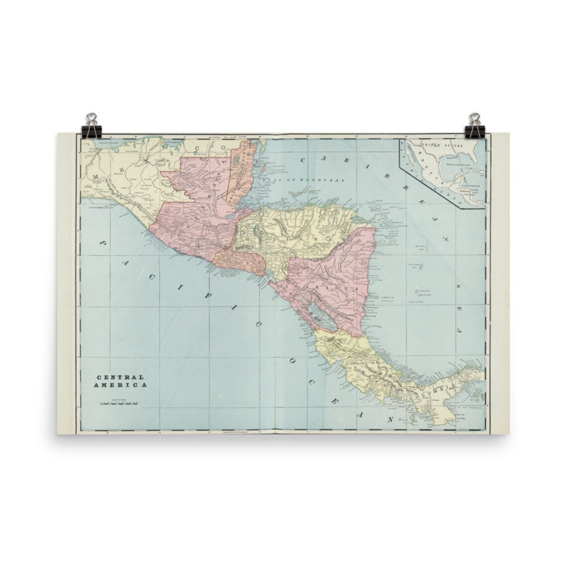 Old Central America Map (1901) Vintage Latin America Atlas Poster - Etsy