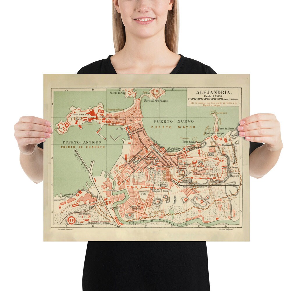 Old Alexandria Egypt Map 1887 Vintage Egyptian Port City | Etsy