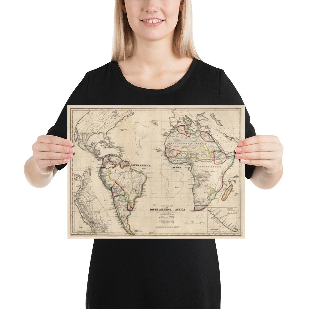 Old Atlantic Ocean Map 1849 Vintage Nautical Chart Poster | Etsy