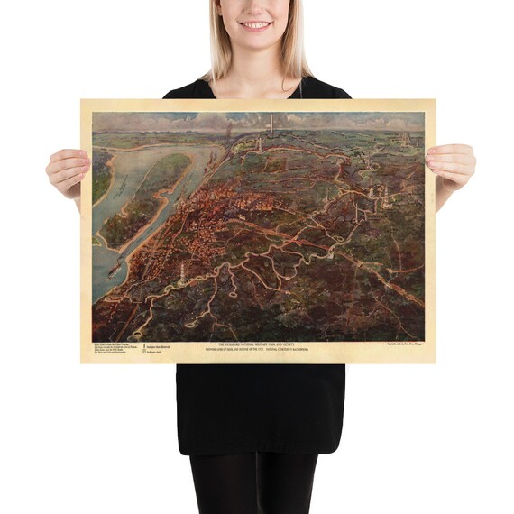 Old Vicksburg National Military Park Map 1925 Vintage US | Etsy