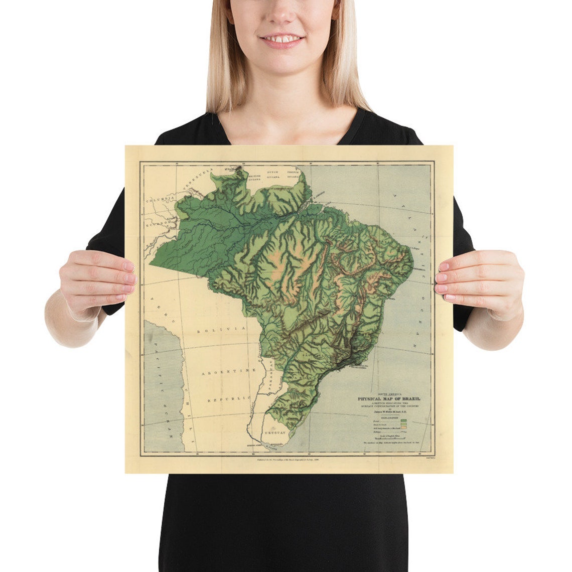Old Brazil Physical Map 1886 Vintage Brazilian Relief Atlas - Etsy