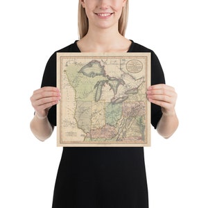 Old Midwestern United States Map (1819) Vintage American Midwest Atlas ...