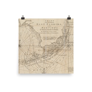 Old Florida Keys Map (1771) Vintage Southern FL Atlas Poster - Etsy