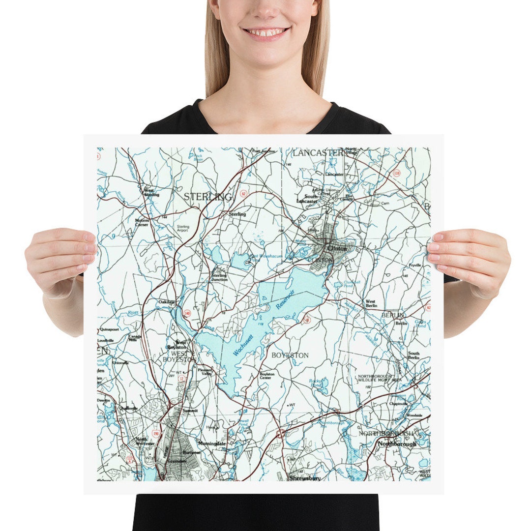 Wachusett Reservoir Map 1995 Massachusetts Lake Chart Poster - Etsy UK