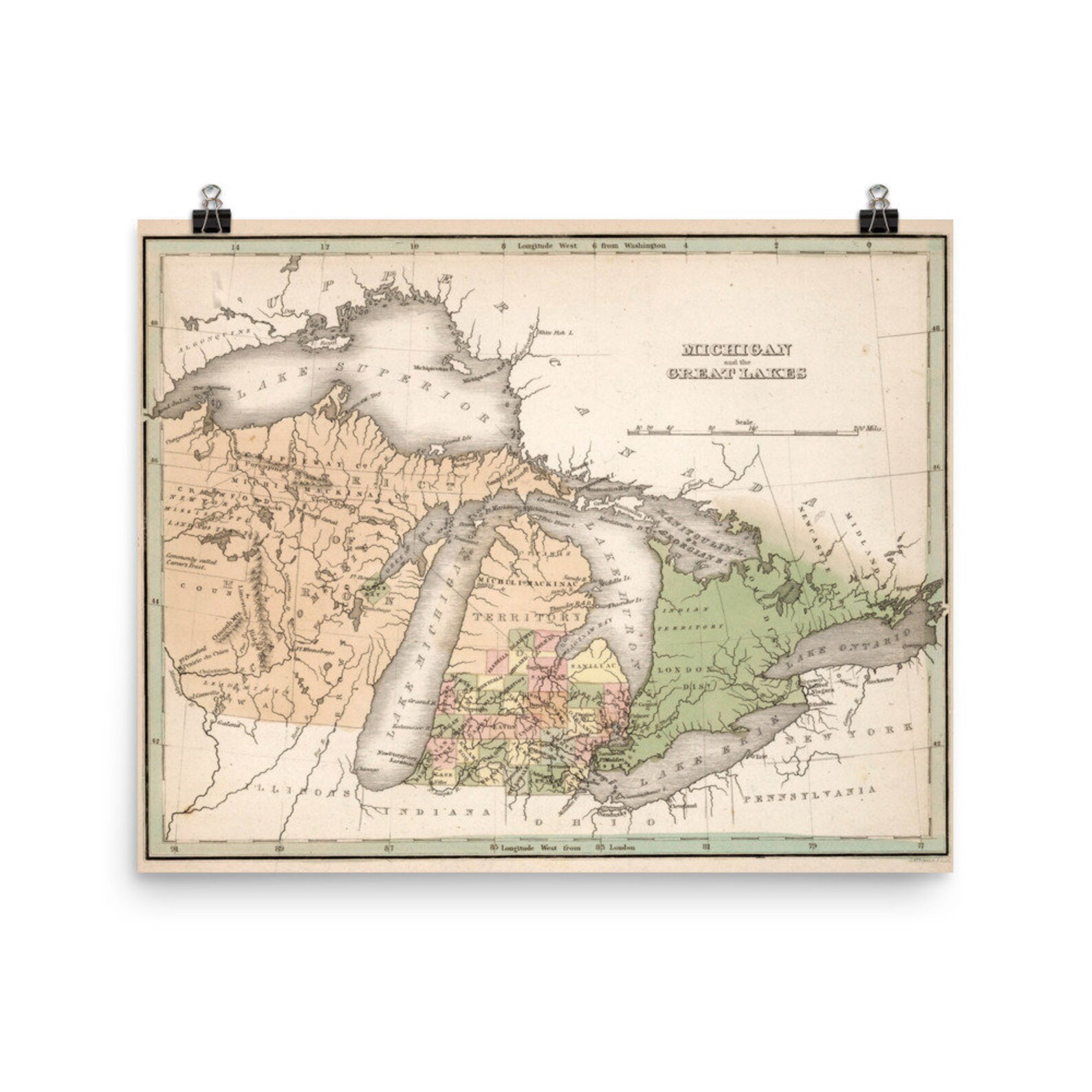 Old Great Lakes Map 1837 Lake Huron Michigan Ontario | Etsy