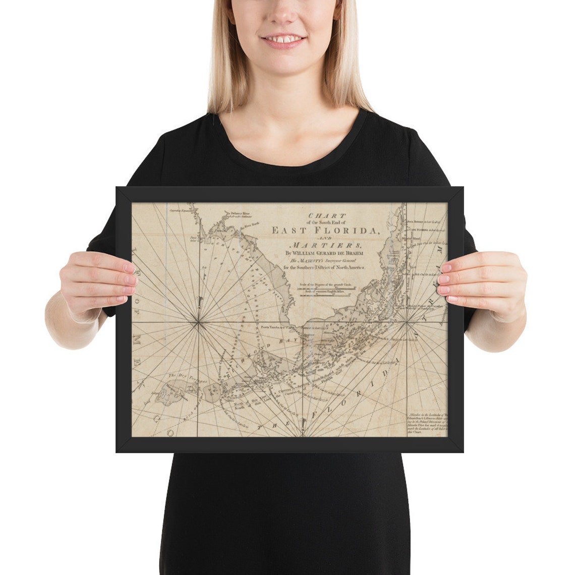 Old Florida Keys Map (1771) Vintage Southern FL Atlas Framed Poster - Etsy