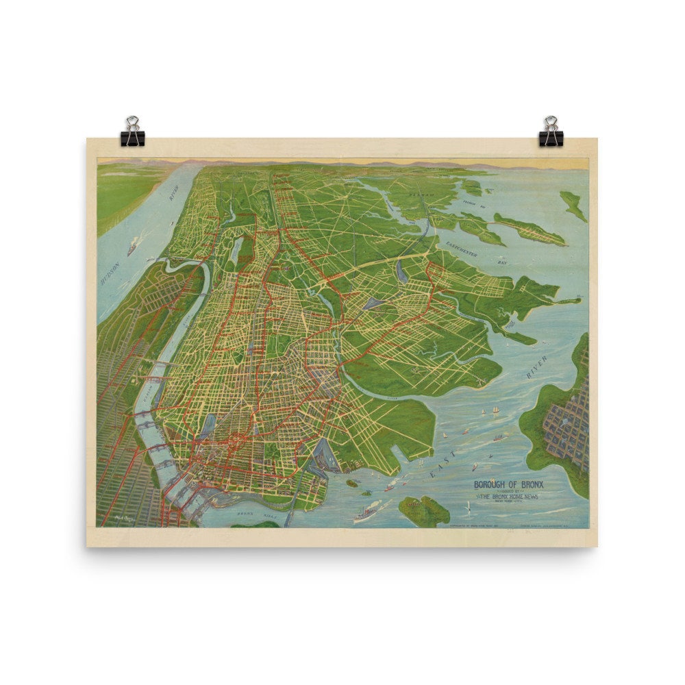 Bronx NY Map 1921 Old NYC Borough & County Atlas Poster | Etsy