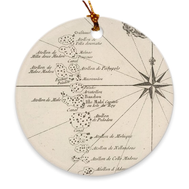 Old Maldives Atoll Map (1764) Vintage Maldivian Islands Atlas Ornaments ...