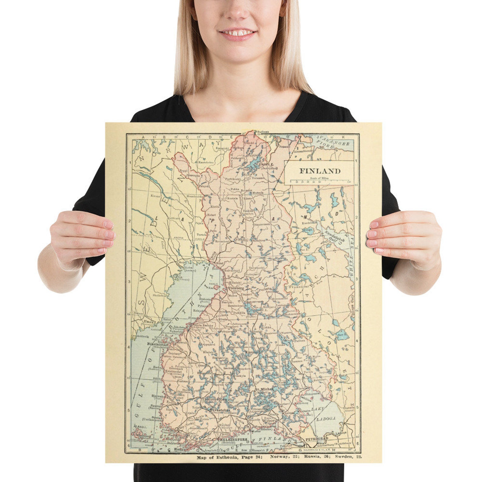 Old Finland Map 1923 Vintage Finnish Atlas Poster - Etsy