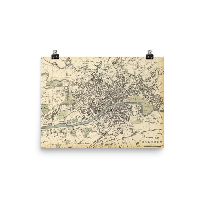 Vintage Glasgow Scotland Map 1872 Old Scottish City and - Etsy