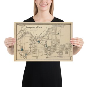 Old Rutherford NJ Map (1872) Vintage Bergen County New Jersey Borough ...