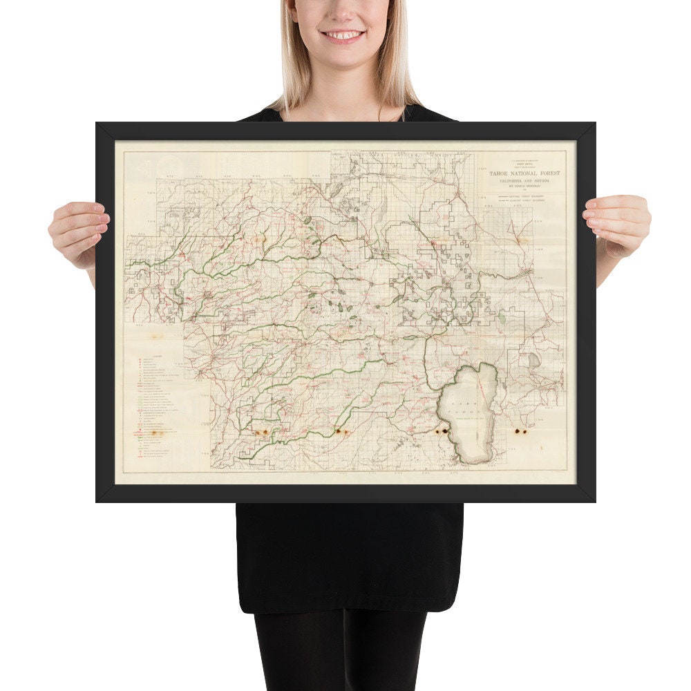 Old Tahoe National Forest Map 1916 Vintage California Lake | Etsy