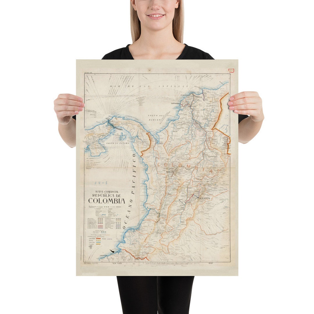 Old Colombia Map (1919) Vintage Latin America Country Atlas Poster - Etsy