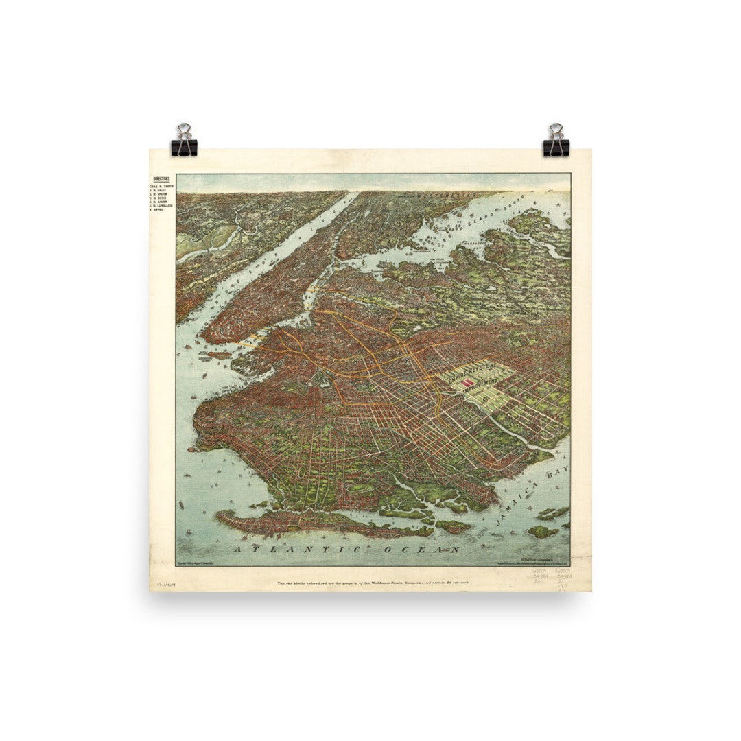 Old Brooklyn NY Map (1908) Vintage NYC Suburb Atlas Poster - Etsy