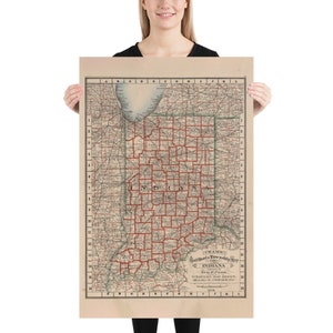 Old Indiana Counties Map 1878 the Hoosier State Vintage Atlas Poster - Etsy