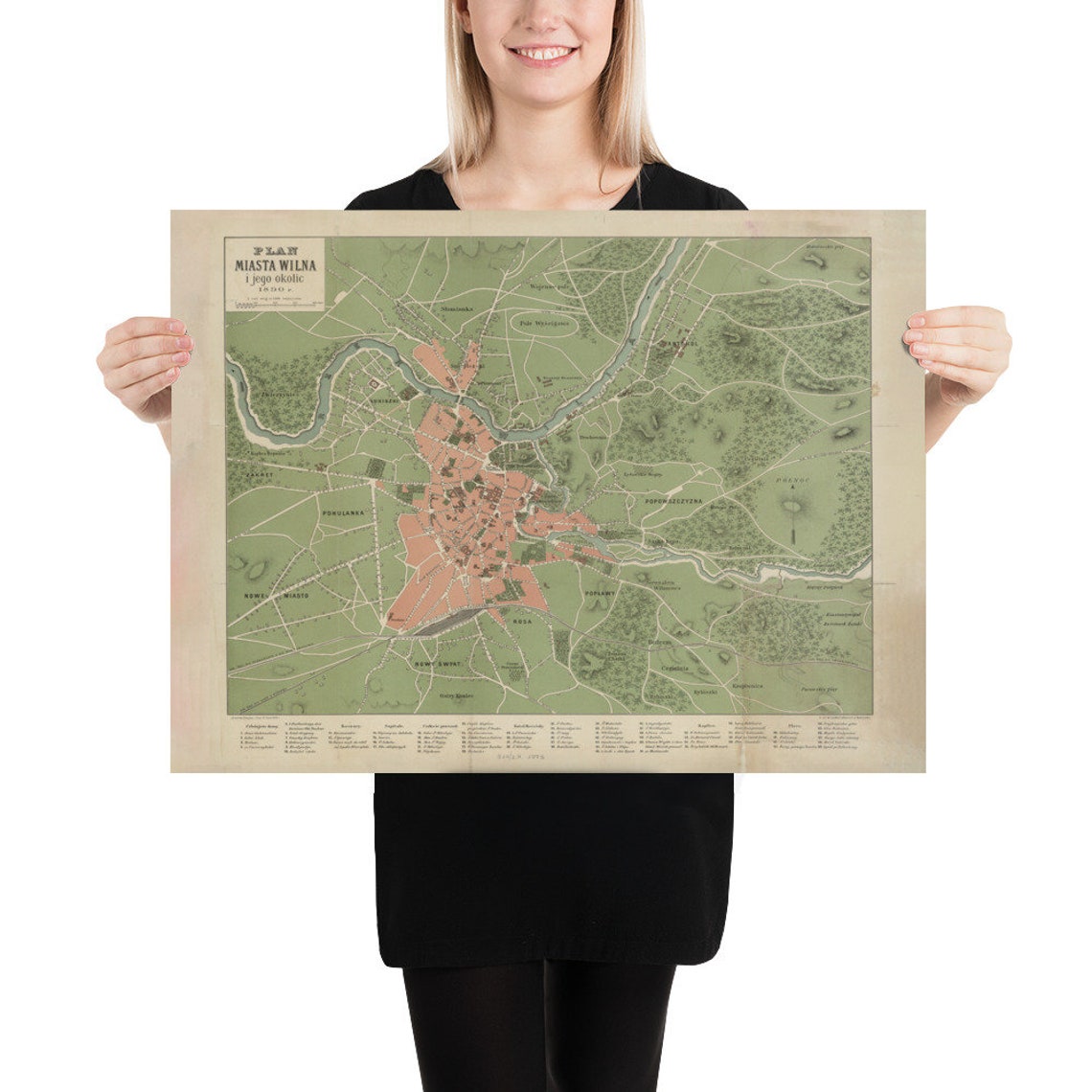 Old Vilnius Lithuania Map 1890 Vintage Vilna City & Street | Etsy