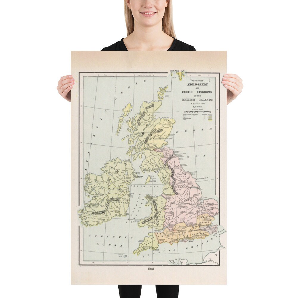 Old Anglo-saxon British Isles Map 1901 Vintage Great Britain - Etsy