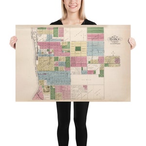 Old Quincy IL Map 1872 Vintage Adams County Illinois City Atlas Poster ...