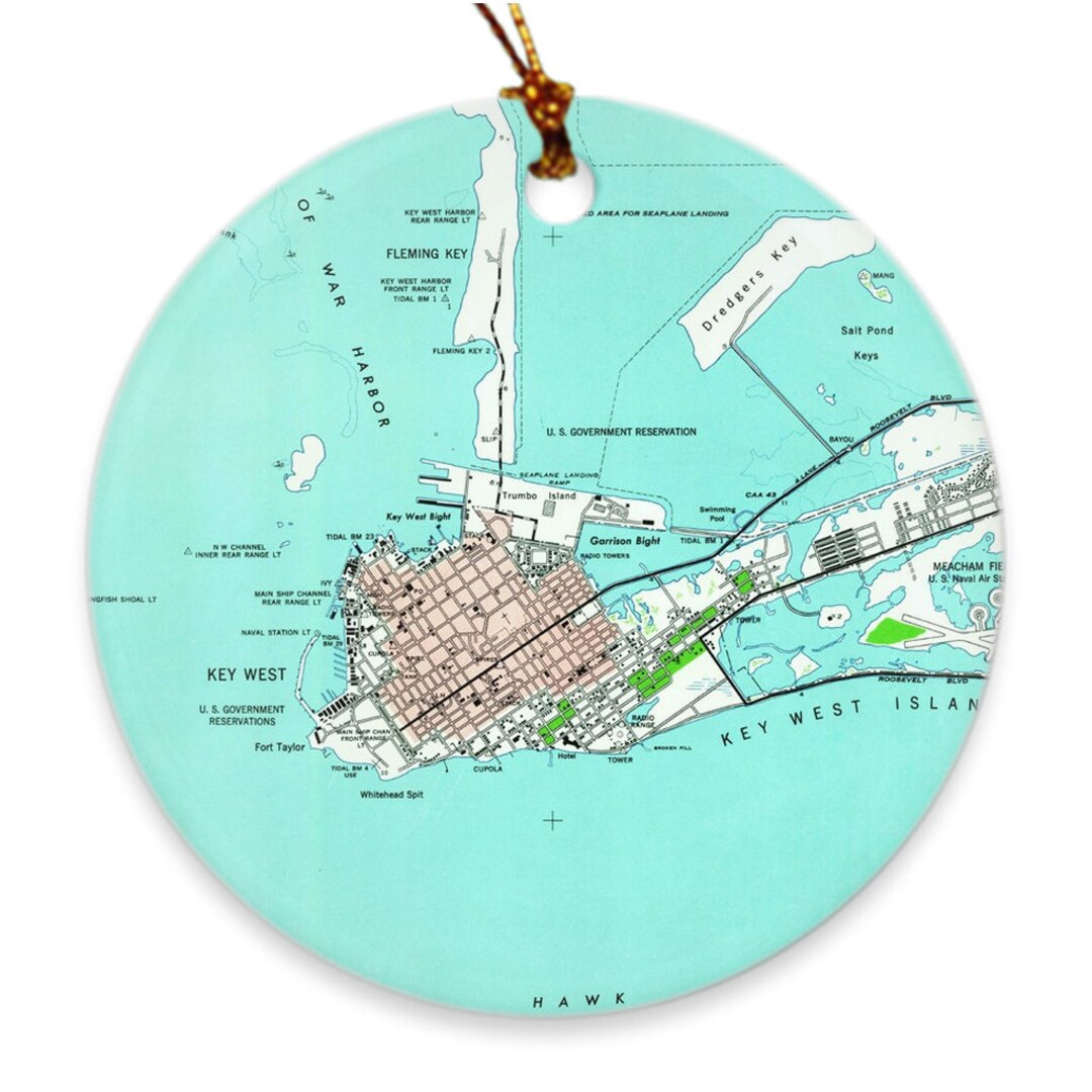 Old Key West Fl Map (1962) Vintage Florida Keys Atlas Ornaments - Etsy