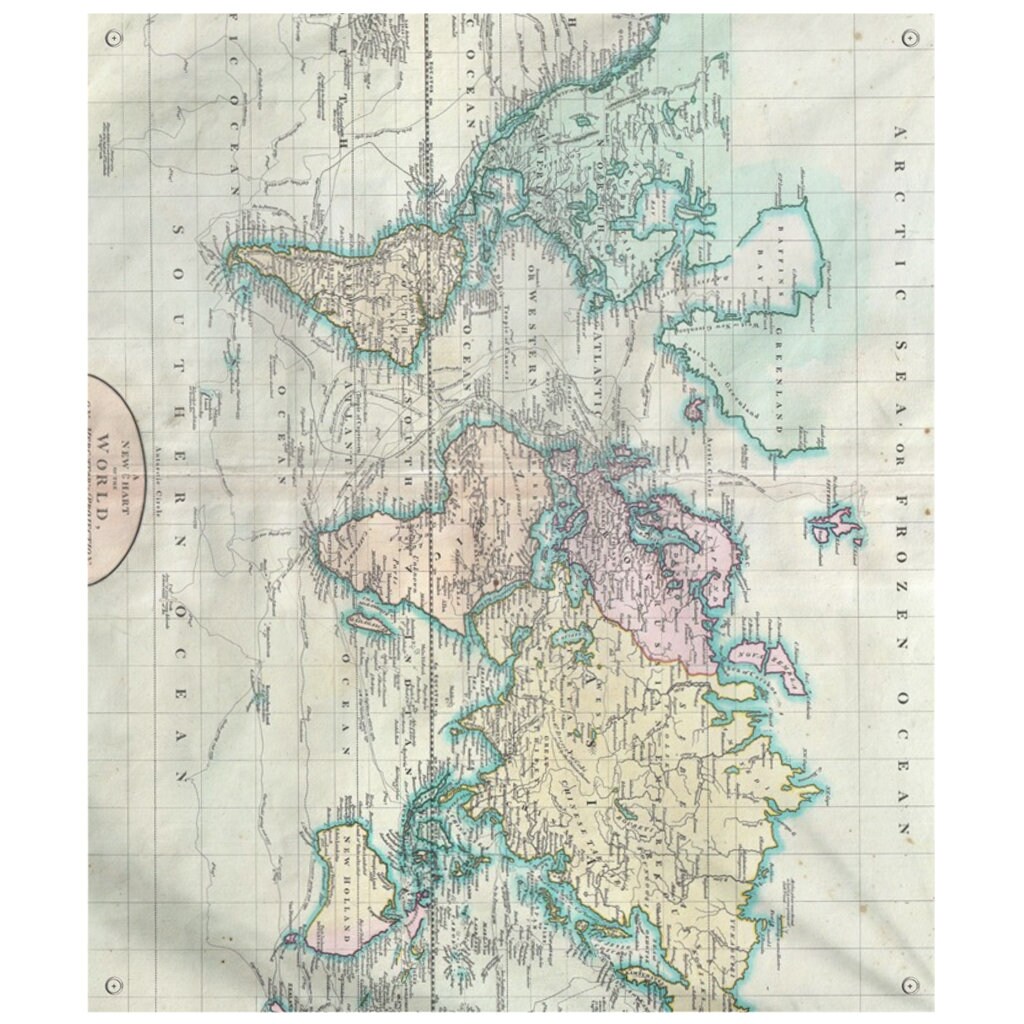 Old World Map 1801 Vintage Travel Atlas Tapestry - Etsy