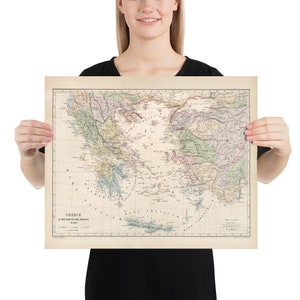 Old Greco-persian Wars Map (1872) Vintage Greece, Aegean and Persia ...