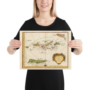 Old Virgin Islands Map (1764) Vintage British & US Caribbean Isles ...