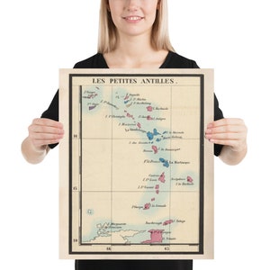 Old Lesser Antilles Map (1844) Vintage Caribbean & West Indies Islands ...