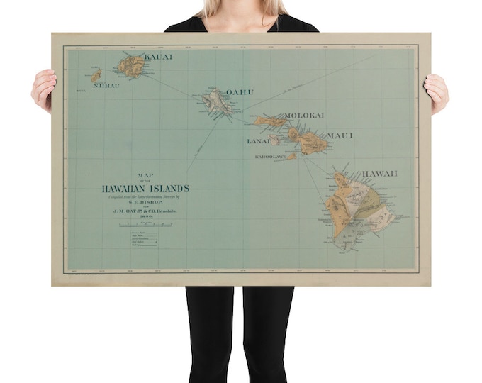 Old Hawaii Map 1897 Vintage Hawaiian Islands Nautical Chart - Etsy