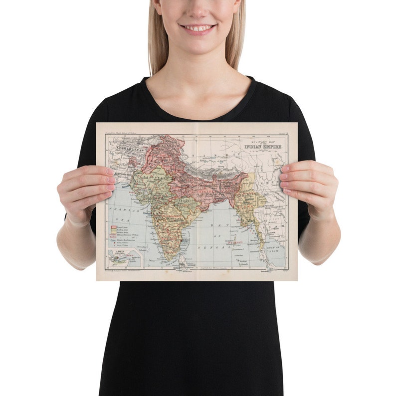 Old Indian Empire Map 1893 Vintage British Raj of India - Etsy