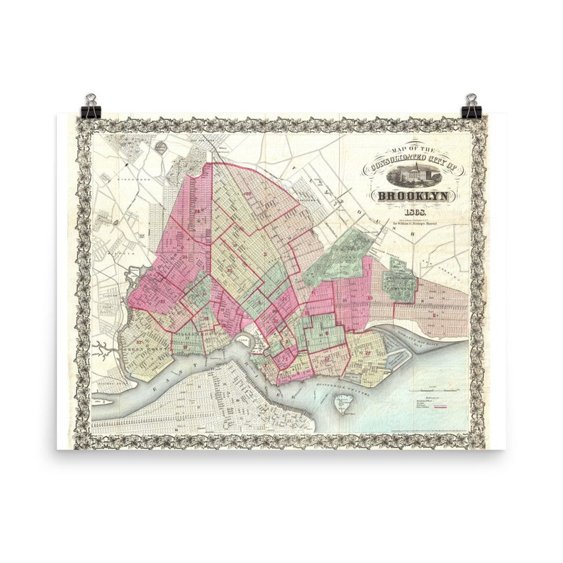 Old Brooklyn NY Map 1868 Vintage NYC Borough Street Atlas - Etsy