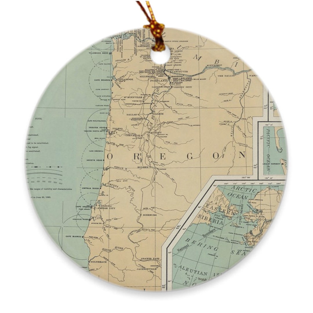 Old Oregon Coast Lighthouse Map (1898) Vintage Nautical or Atlas ...