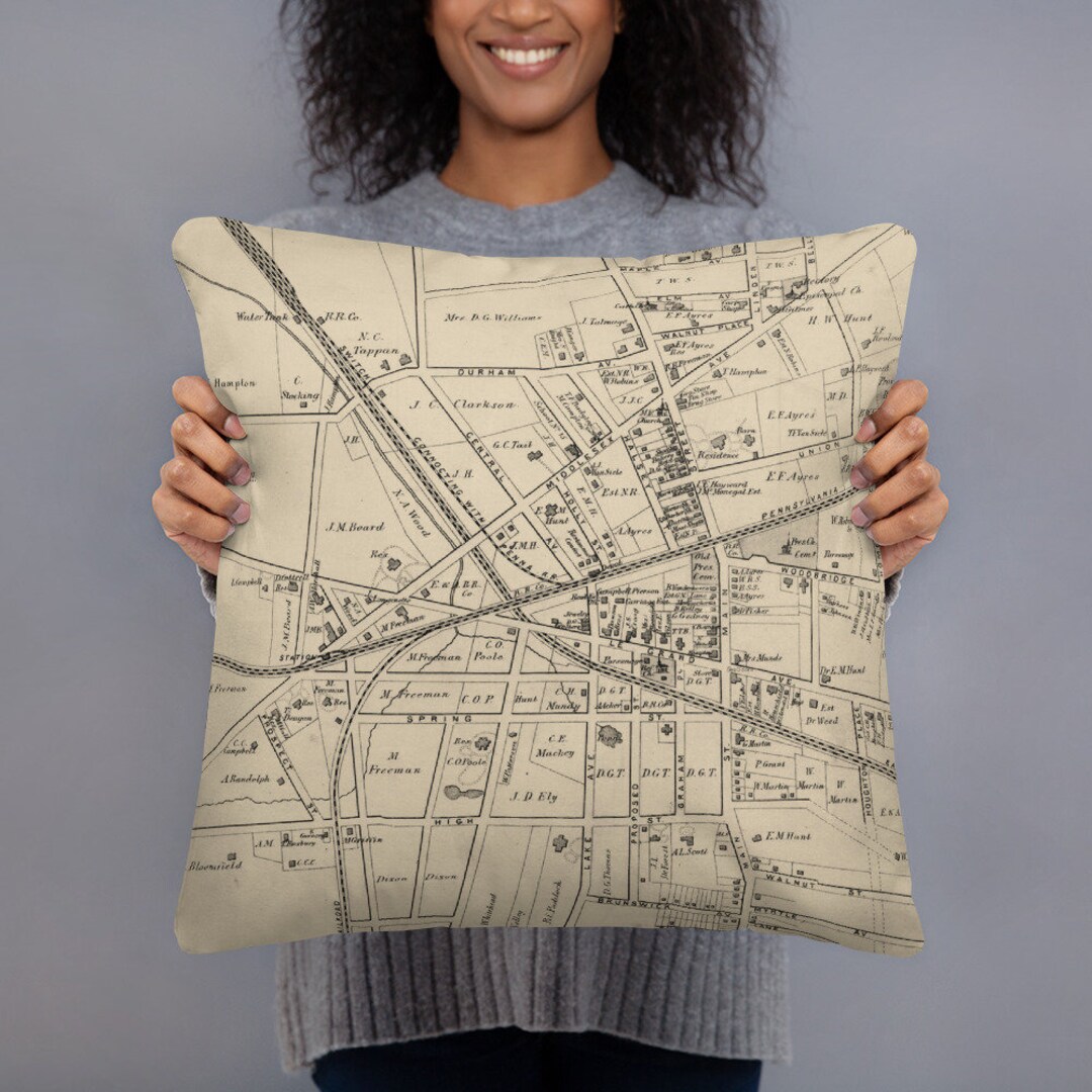 Metuchen Map (1876) the Historic Brainy Borough Atlas Basic Pillow - Etsy