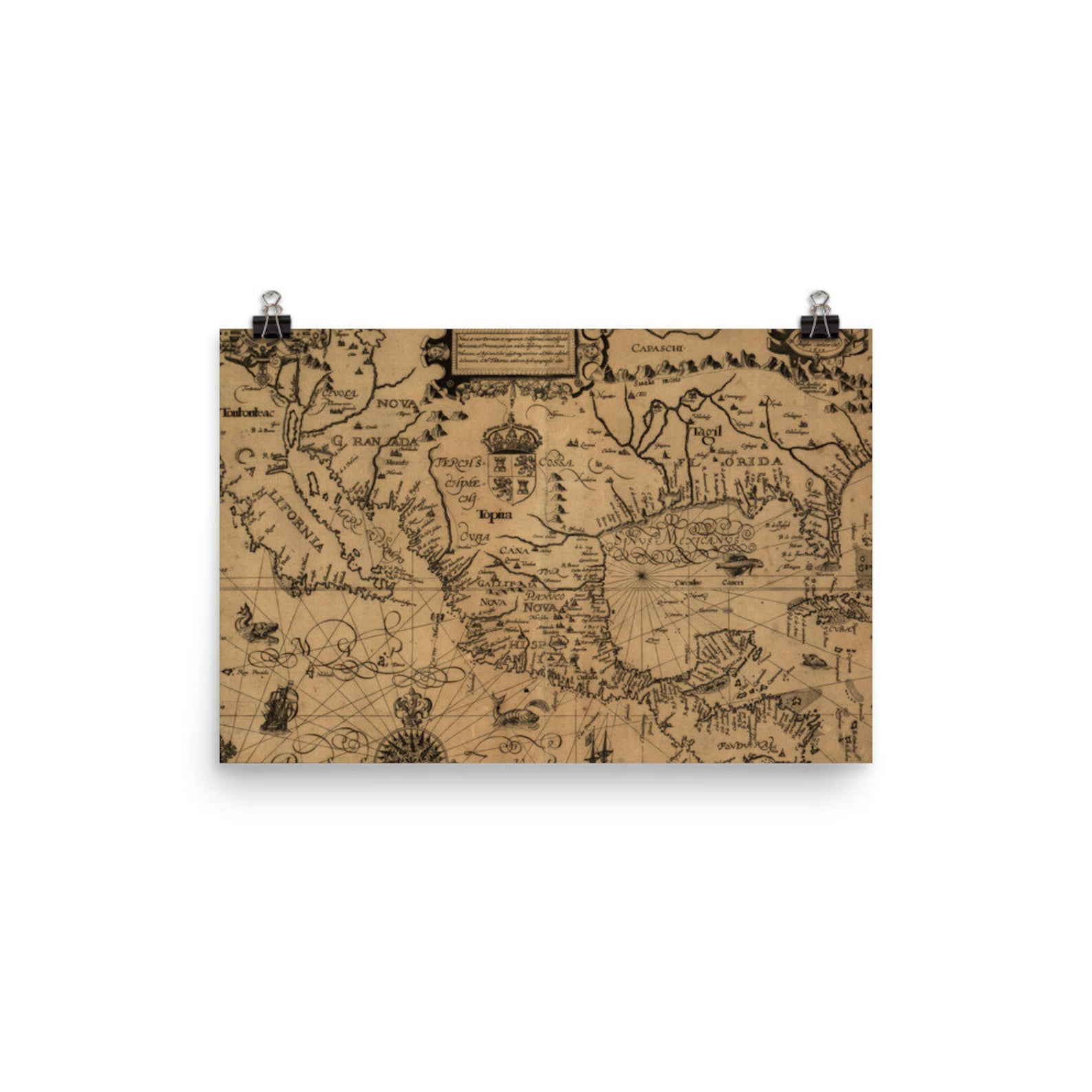 Old Mexico Map 1600 Vintage Spanish Main Explorer Atlas - Etsy