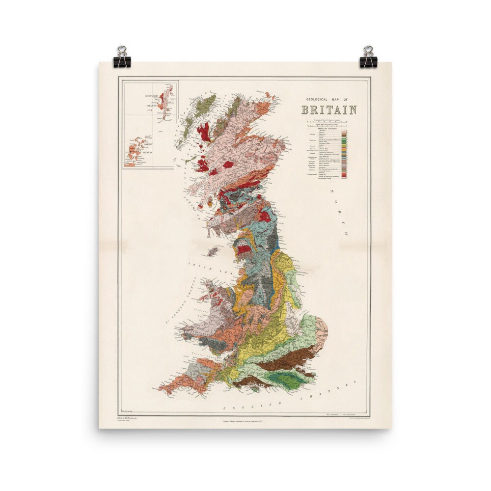 Geology Map of Britain 1904 Old Geological UK Atlas Poster - Etsy
