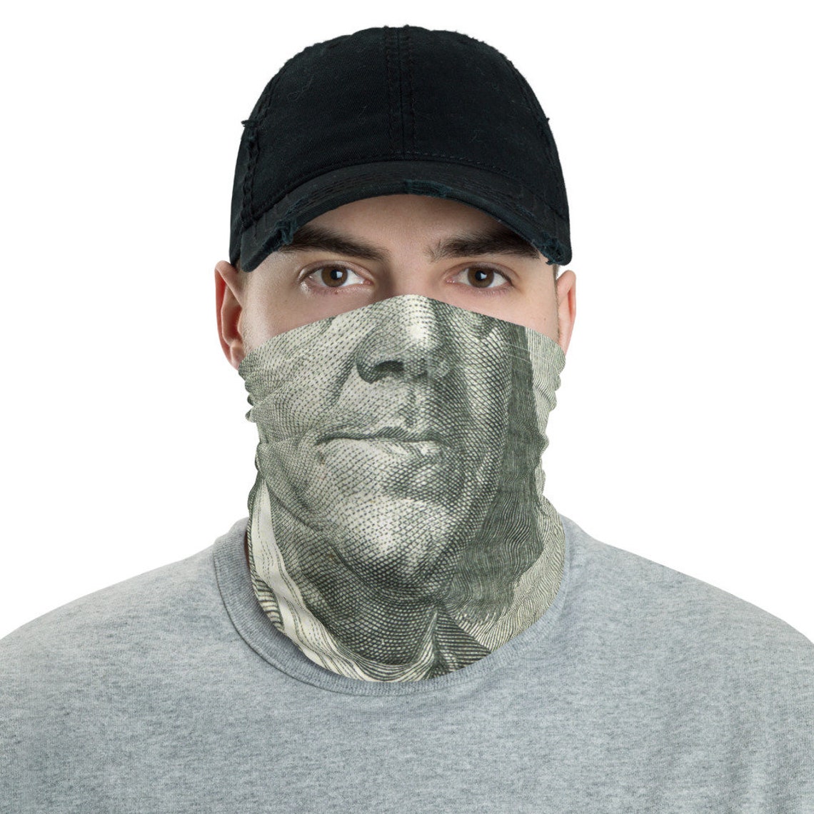 100 Dollar Bill Face Mask - US Currency Ben Franklin Neck Gaiter - Etsy