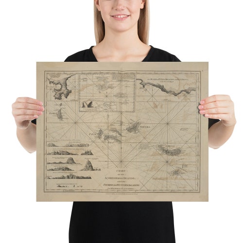 Old Azores Islands Map 1608 Vintage Isles of Portugal Chart - Etsy